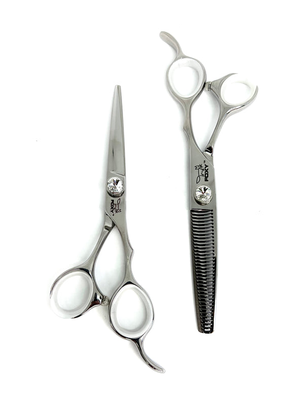 Foxy KF Series Scissor Duo Set- Clear Dial- SALE - Hairdressers Hardware
